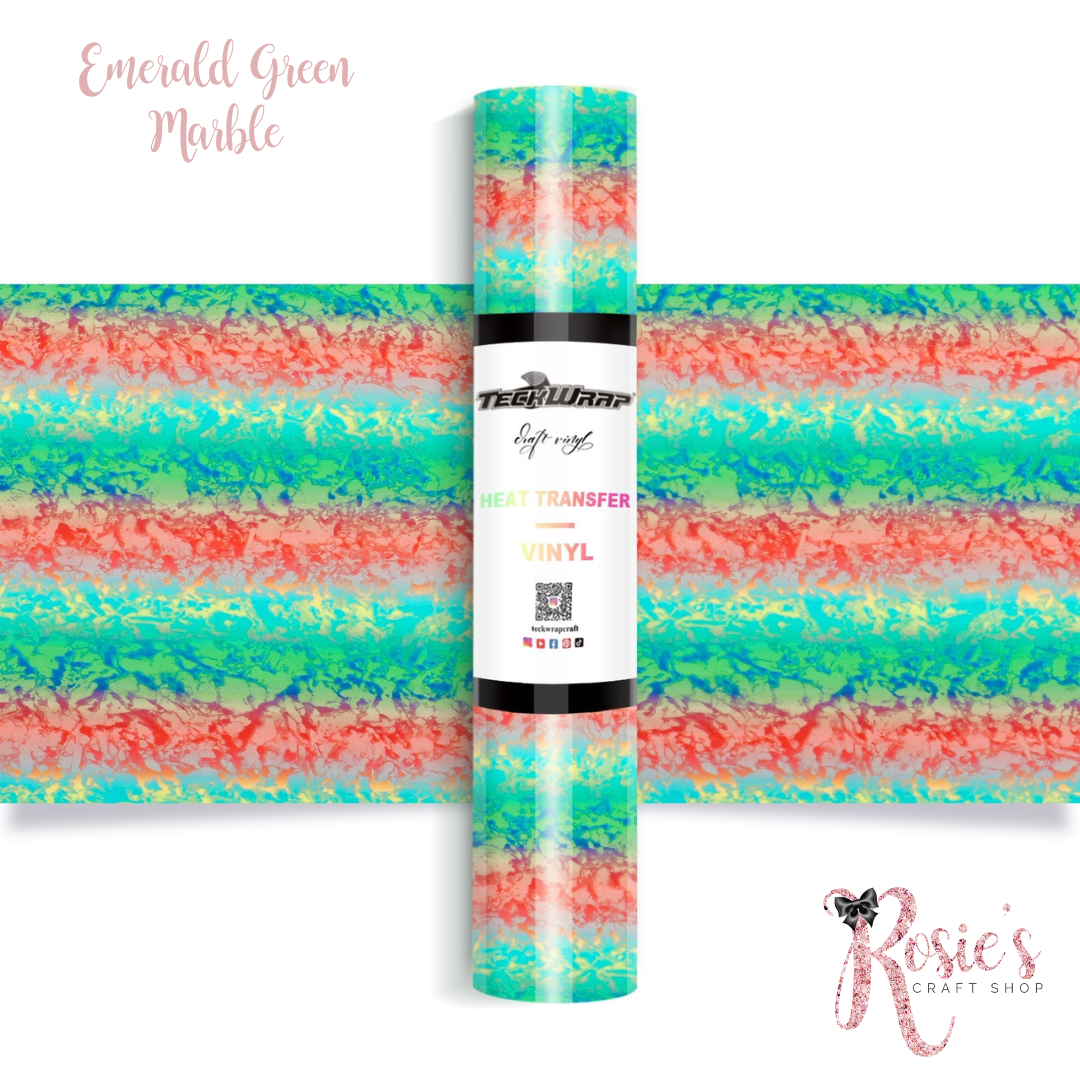 Emerald Green Marble Teckwrap HTV Heat Transfer Vinyl ️ – Rosie's Craft ...